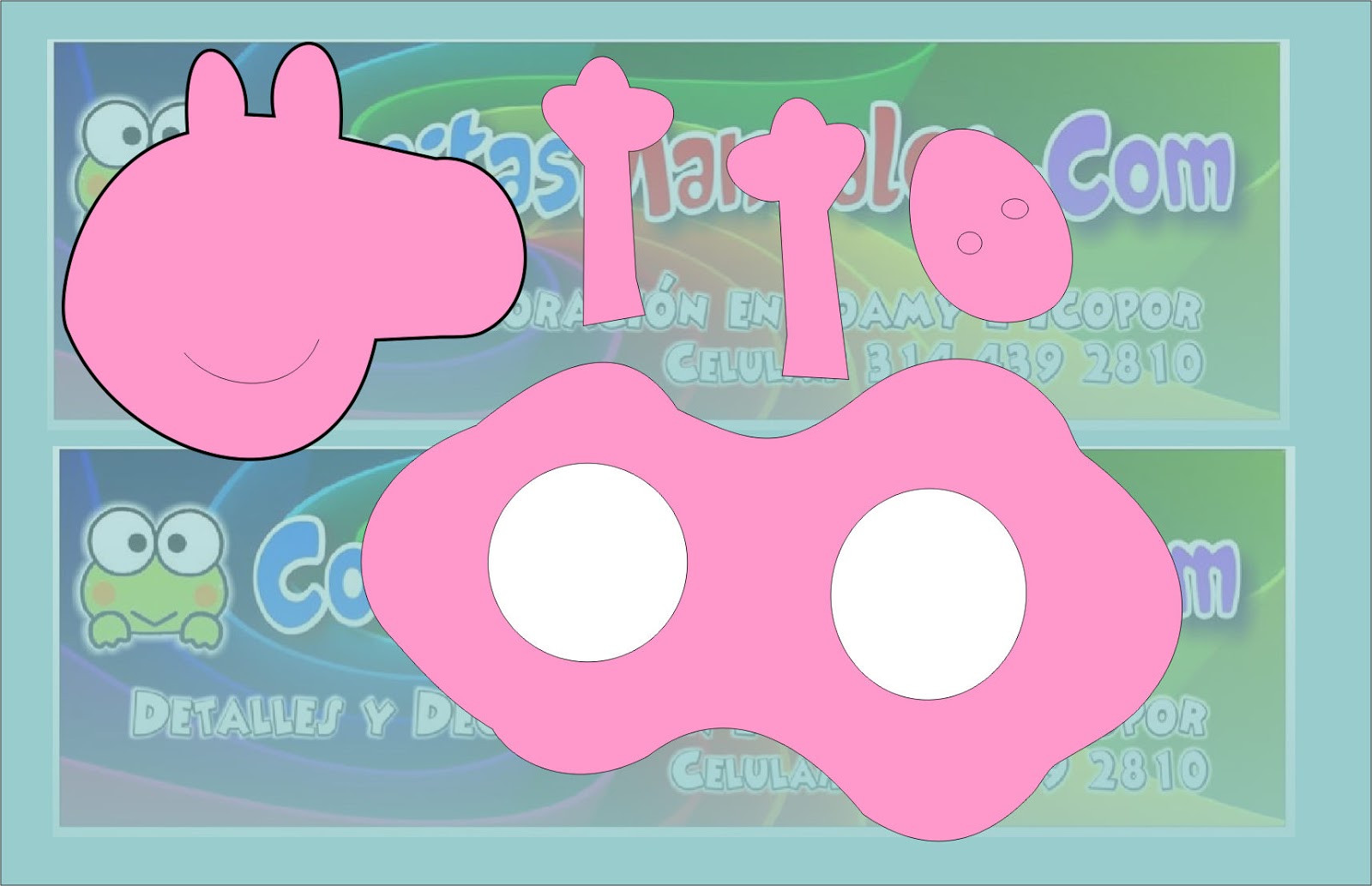 Molde Chupeta Pepa Ping en Goma eva - Lili Daza Diseño