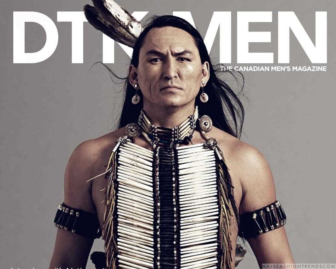 El actor nativo-canadiense Eugene Brave Rock para Dress To Kill Magazine