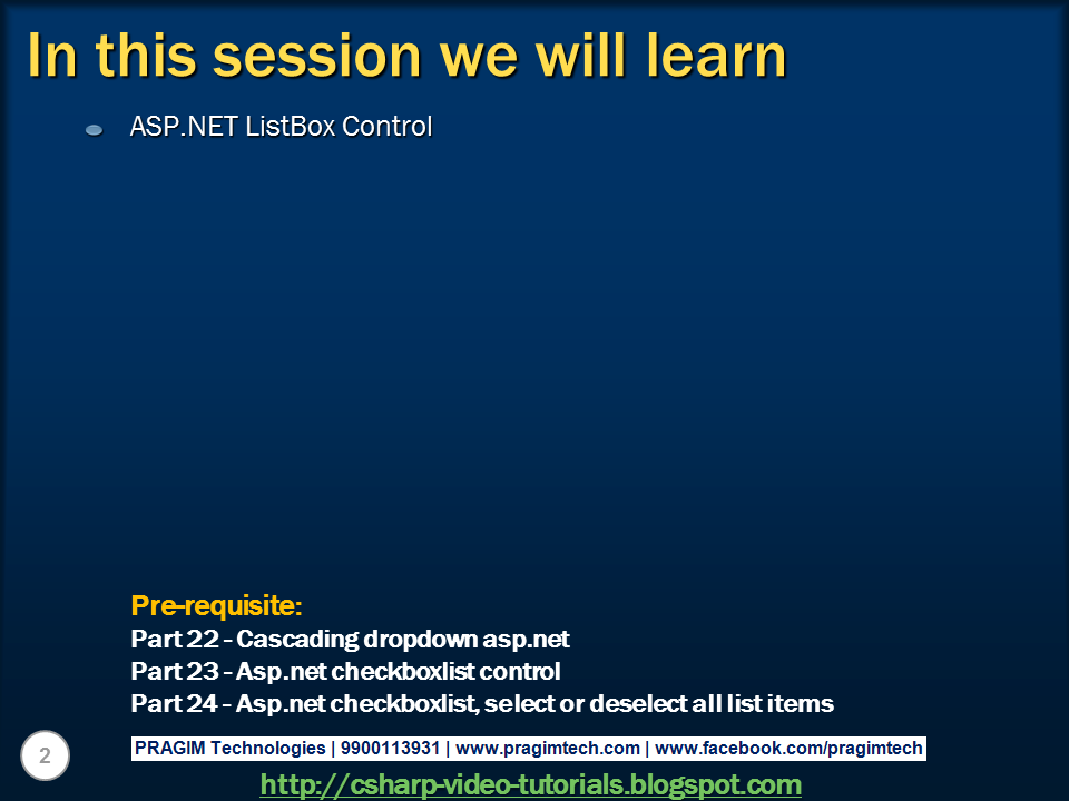 Sql server, .net and c# video tutorial: Part 25 – ASP.NET ListBox Control