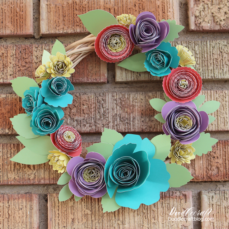 Rolled Paper Flower Spring Wreath--with Cricut Explore Air 2!