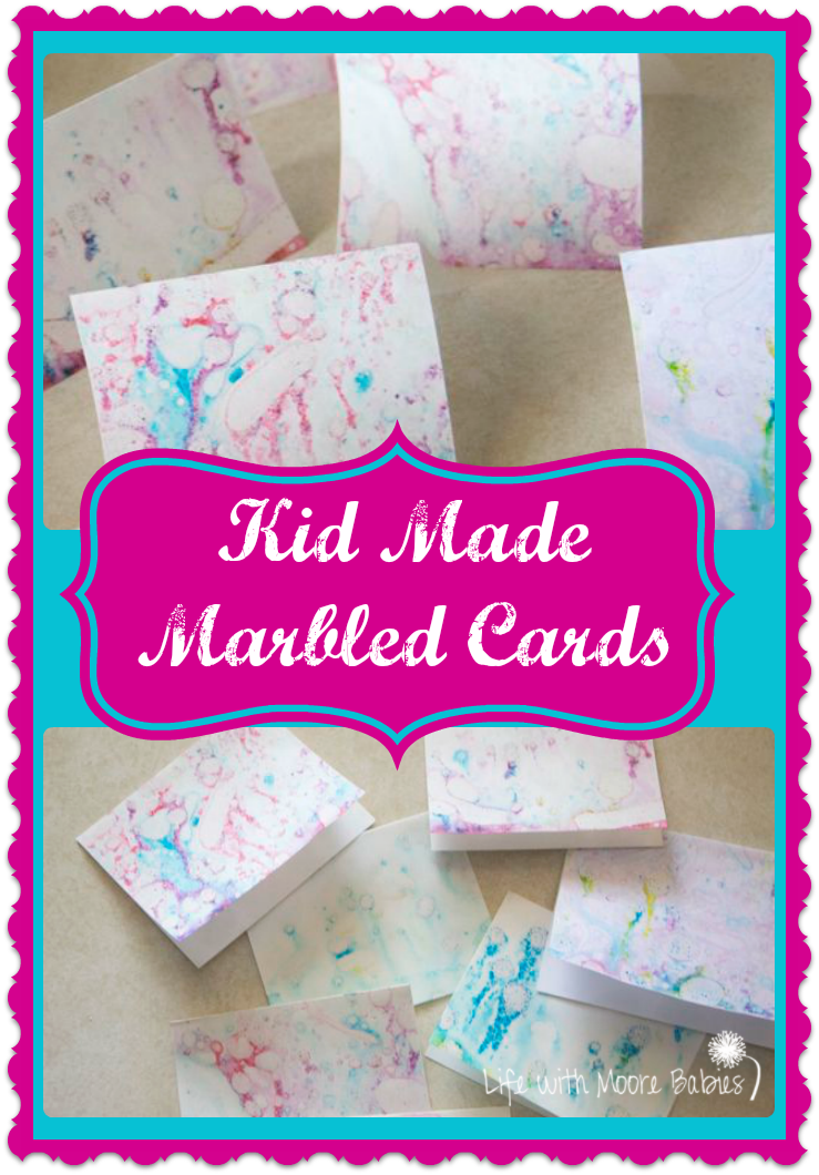 Kid Made Marbled Cards - Life with Moore Babies
