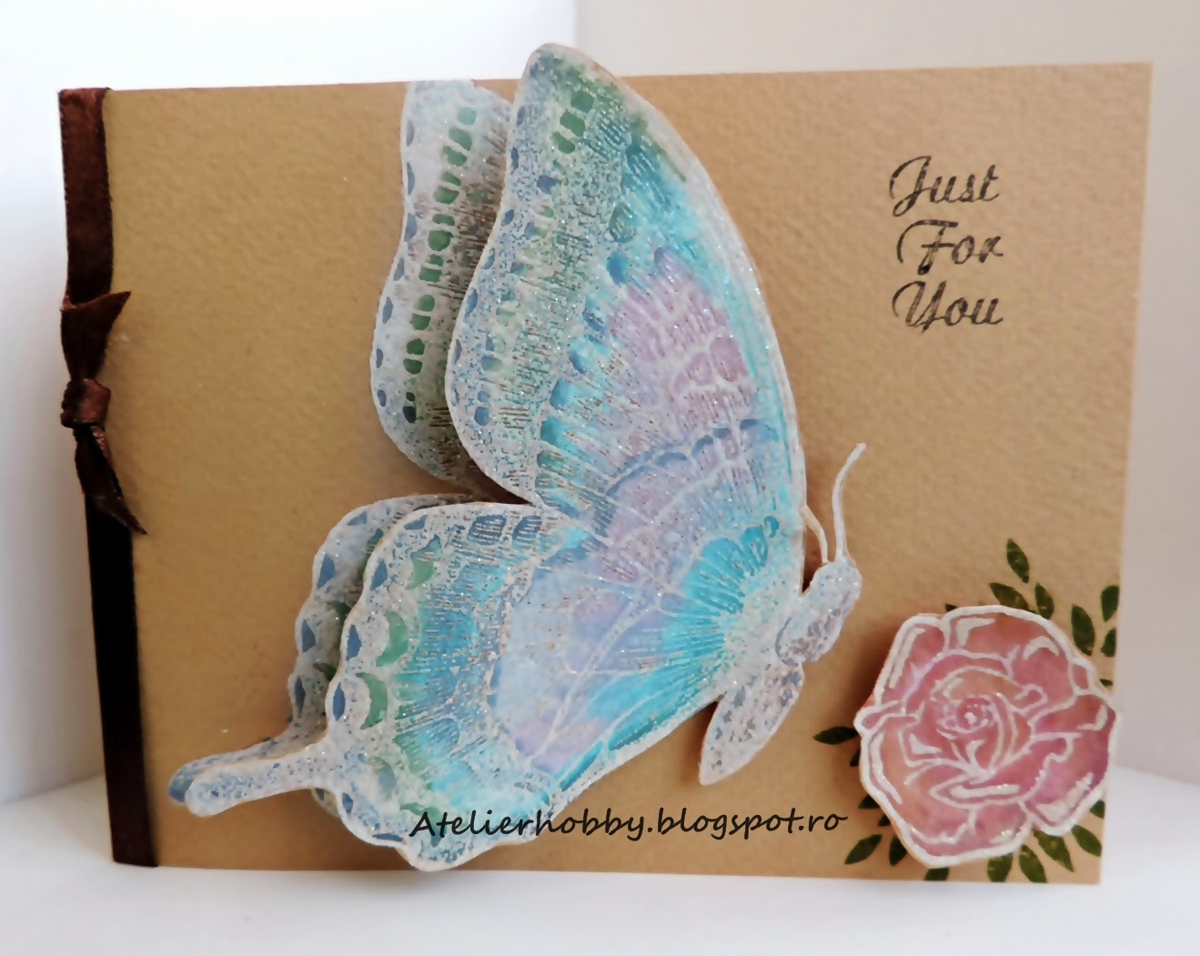 Felicitare handmade "Butterfly and Rose" | Handmade Atelier