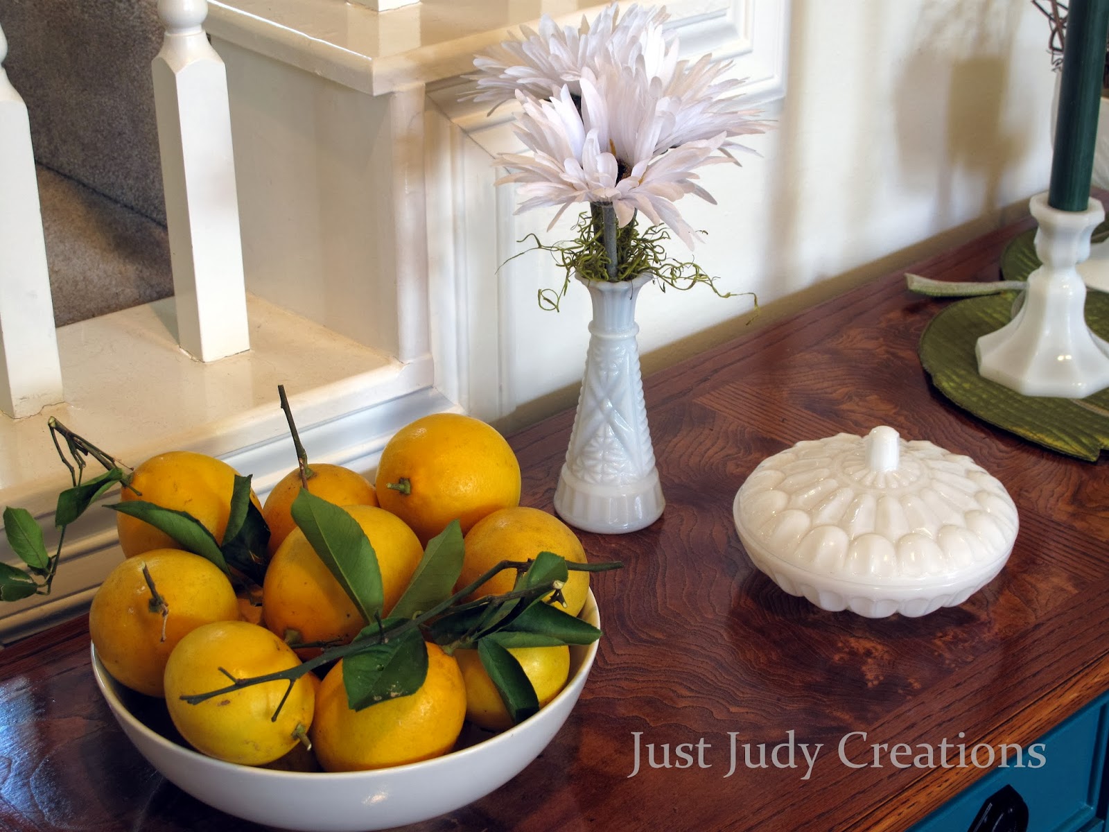 Just Judy Decorating With Milk Glass
