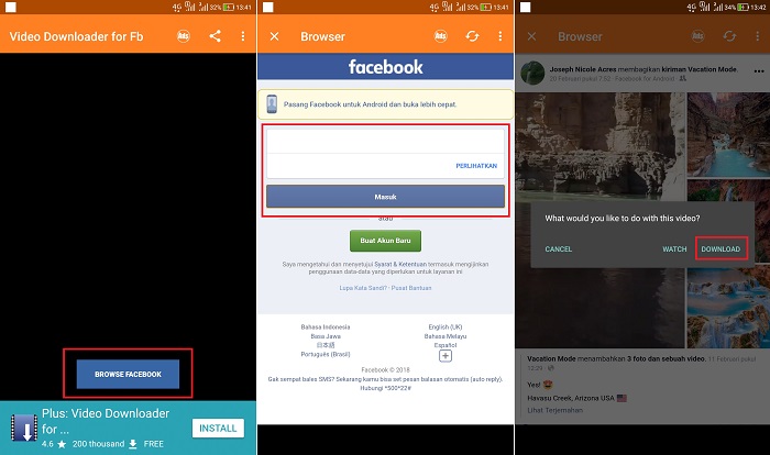 Cara menyimpan video dari aplikasi Facebook android ke galeri