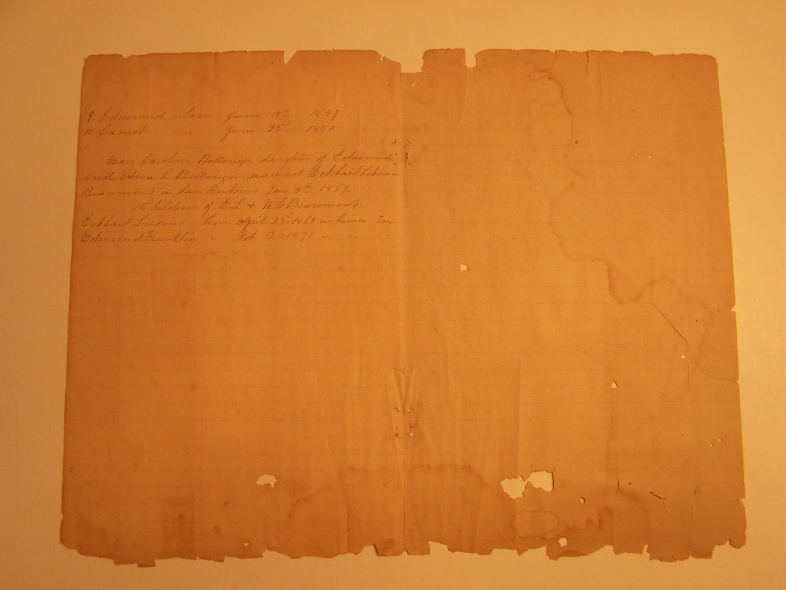 WesPatterson.com: Bellinger Family 1810 Papers