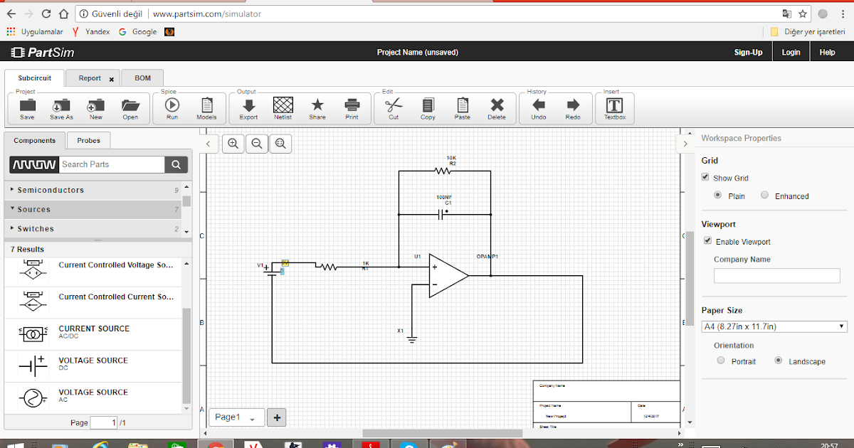 Mekatronik Hakkında: PARTSİM KULLANARAK DEVRE ÇİZİMLERİ VE SİMİLASYONLARI