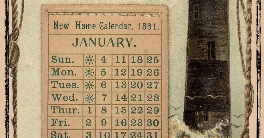 Create with TLC: Vintage January 1891 Calendar Card....