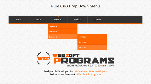 Websoftprograms How To Create A Horizontal Drop Down Menu In Html And Css 2179