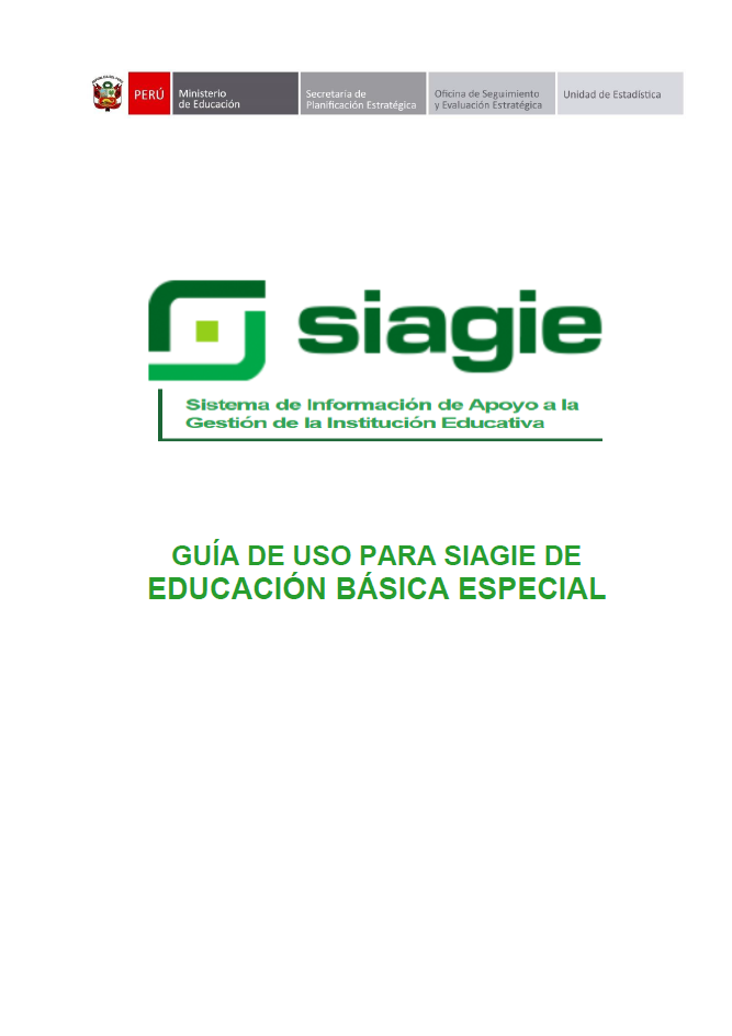 Educación Especial: GUÍA DE USO PARA SIAGIE DE EDUCACIÓN ESPECIAL