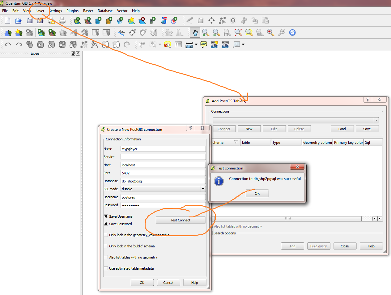 How To Connect Spatial Databasepostgis With Qgis Gis And Remote Sensing Tools Tips And More