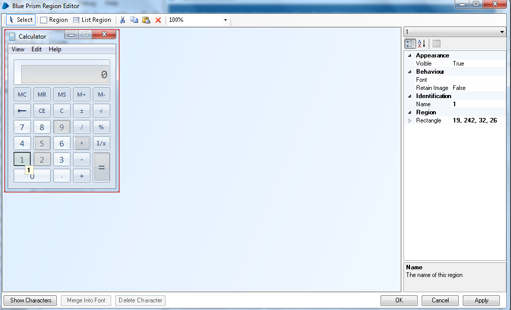 vaibs world: Surface Automation Example with Region Mode in Blue Prism