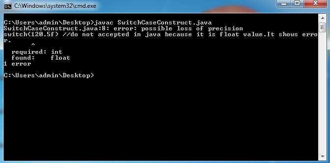 Switch case control structure. | JavaForm