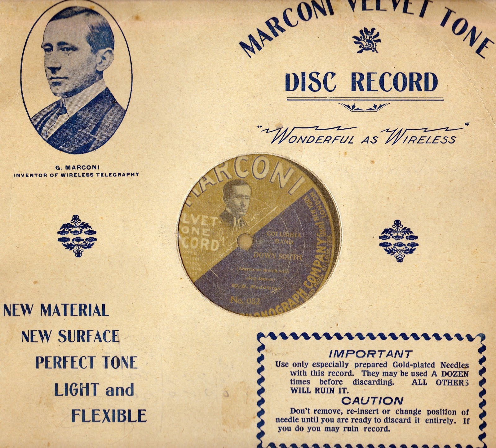 The early sound recording archive.: The very rare sleeve for Marconi ...