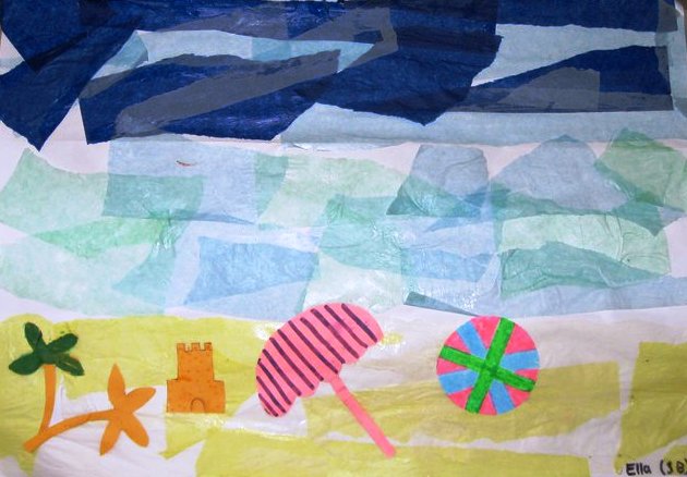 The Primary School Art Room: Tissue Paper Collage Beach Scenes