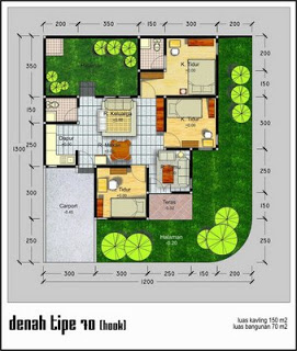 Desain Denah Rumah Minimalis Type 70 ~ Info Teknik Sipil