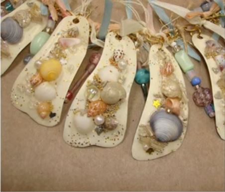 Embellishing Recycled Plastic Bottle Jewelry with Sea Shells and Fabric ...