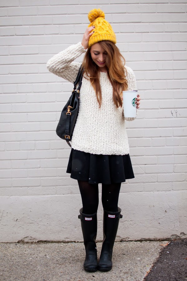 OOTD - Mustard Beanie + Hunter Boots | La Petite Noob | A Toronto-Based ...