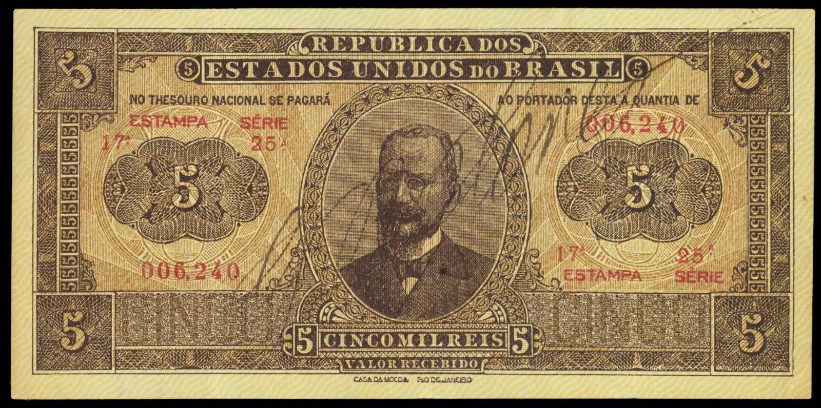 Brazil 5 Mil Reis banknote 1922|World Banknotes & Coins Pictures | Old ...