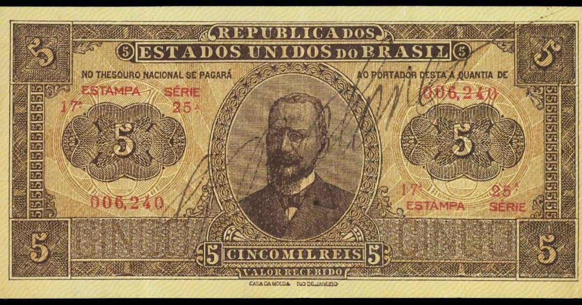 Brazil 5 Mil Reis banknote 1922|World Banknotes & Coins Pictures | Old ...