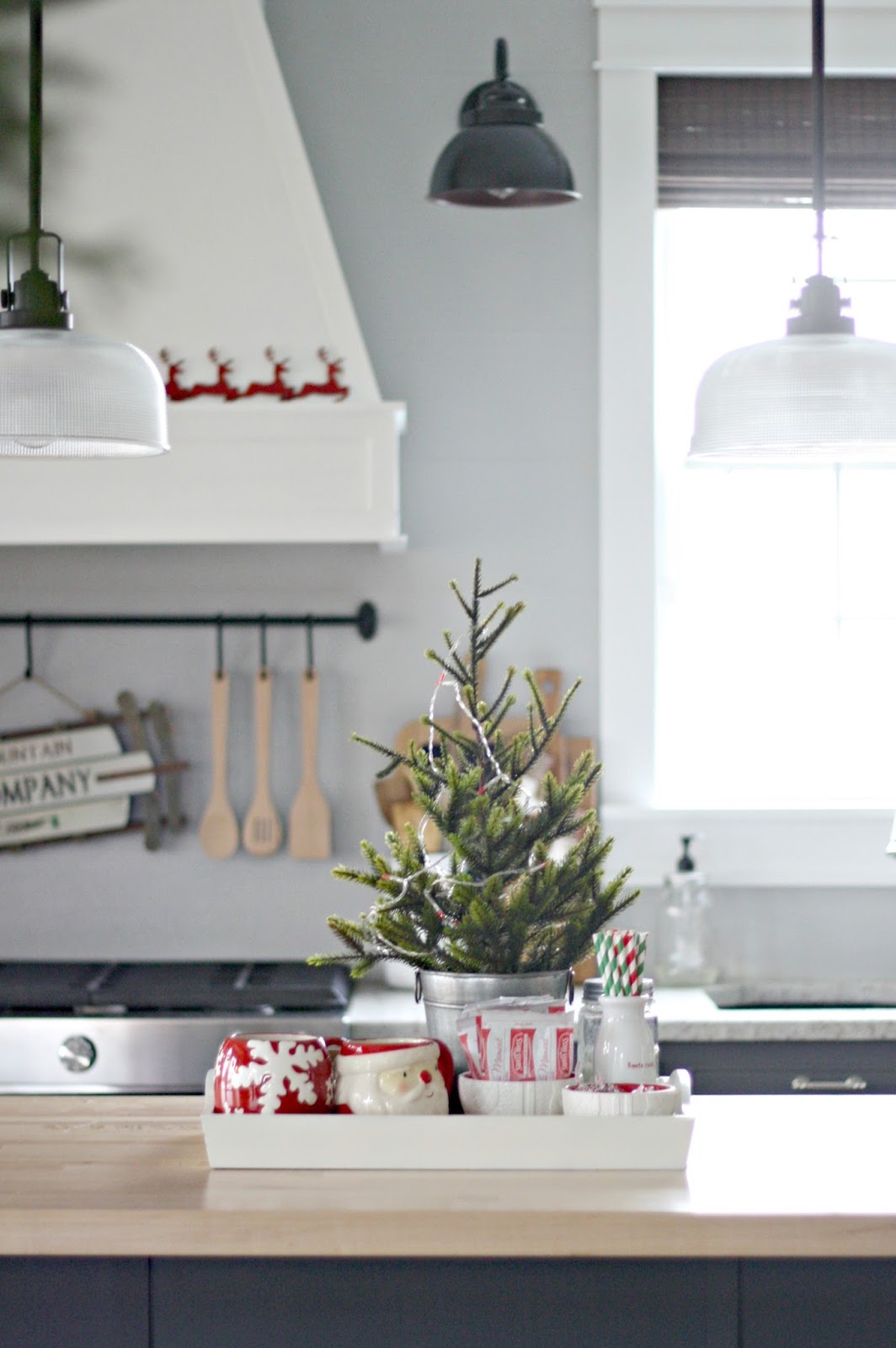 Tour our gray and white Christmas kitchen | Thrifty Decor Chick ...