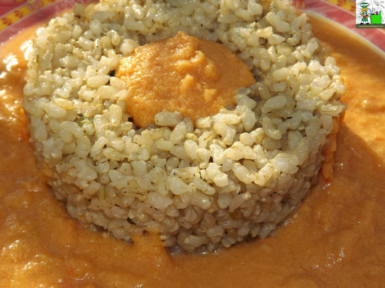Arroz integral en salsa de tomate