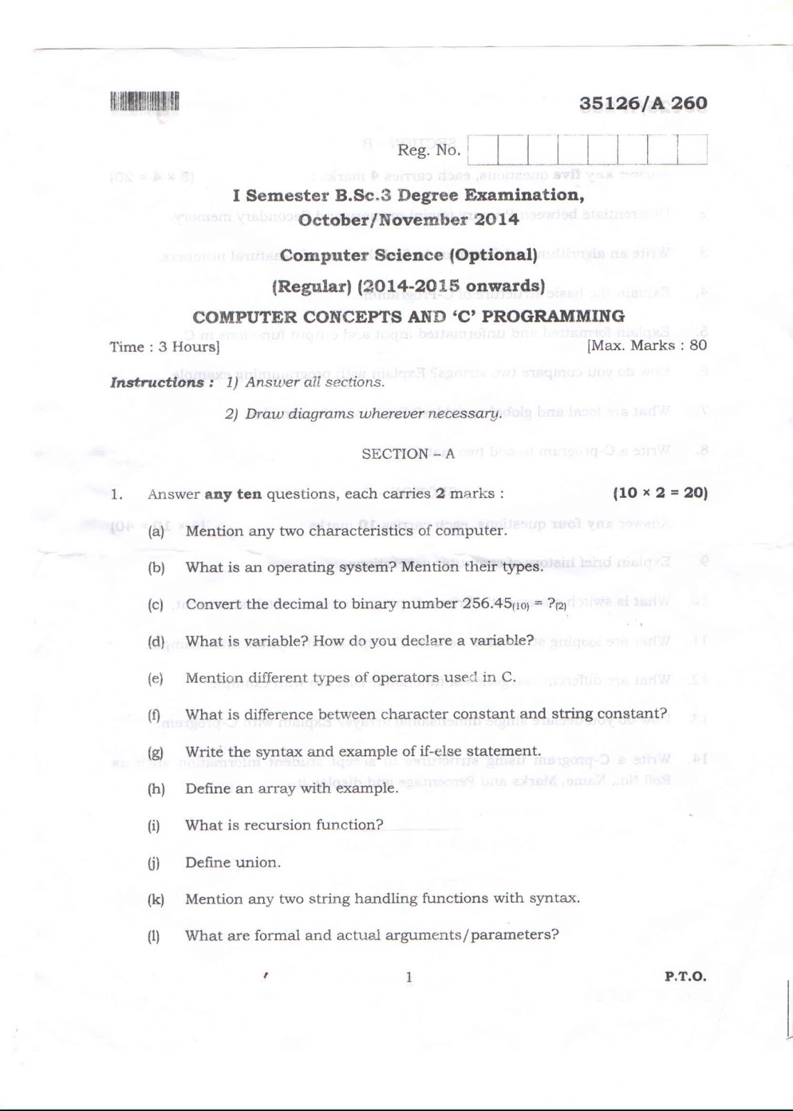 C Programming Question Paper ~ Santosh Umadi