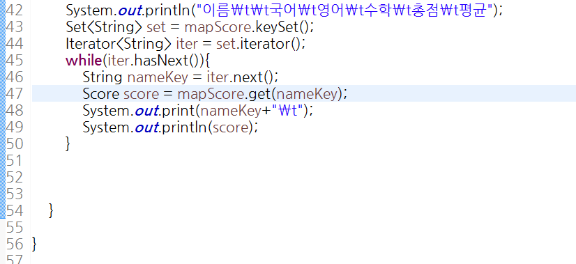 krukru: Java Programming [46강] HashMap의 keySet() 메서드 활용_총점, 평균 구하기