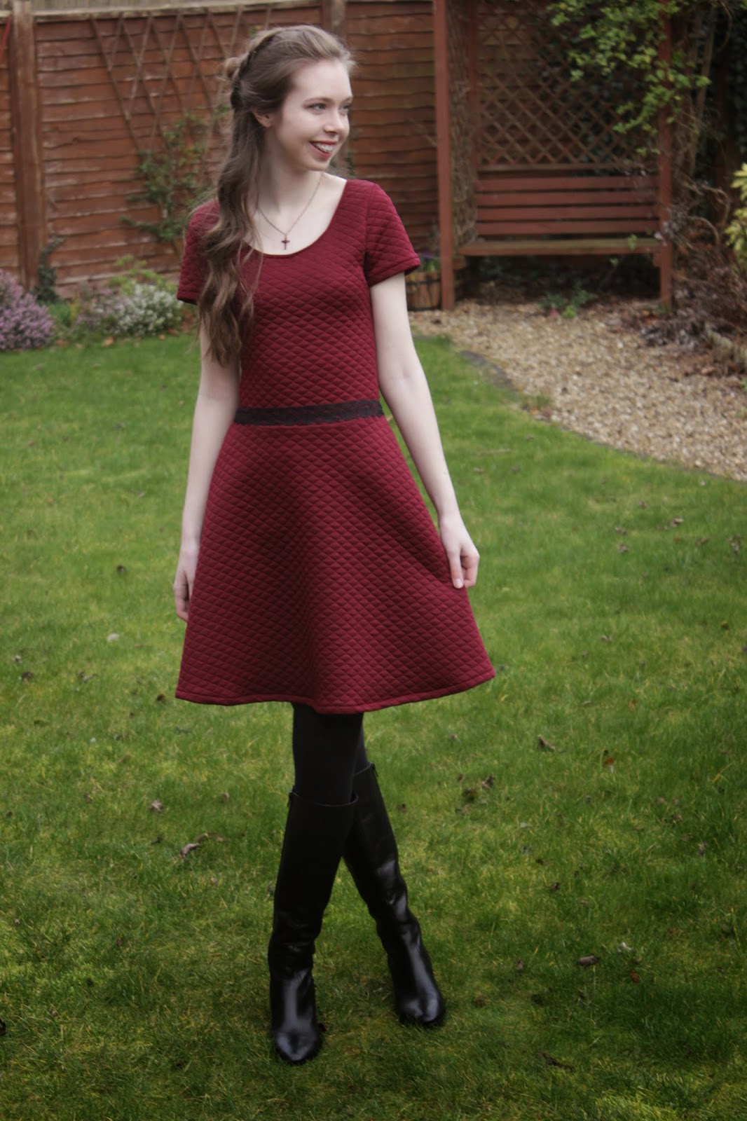 Red Skater Dress With Tights