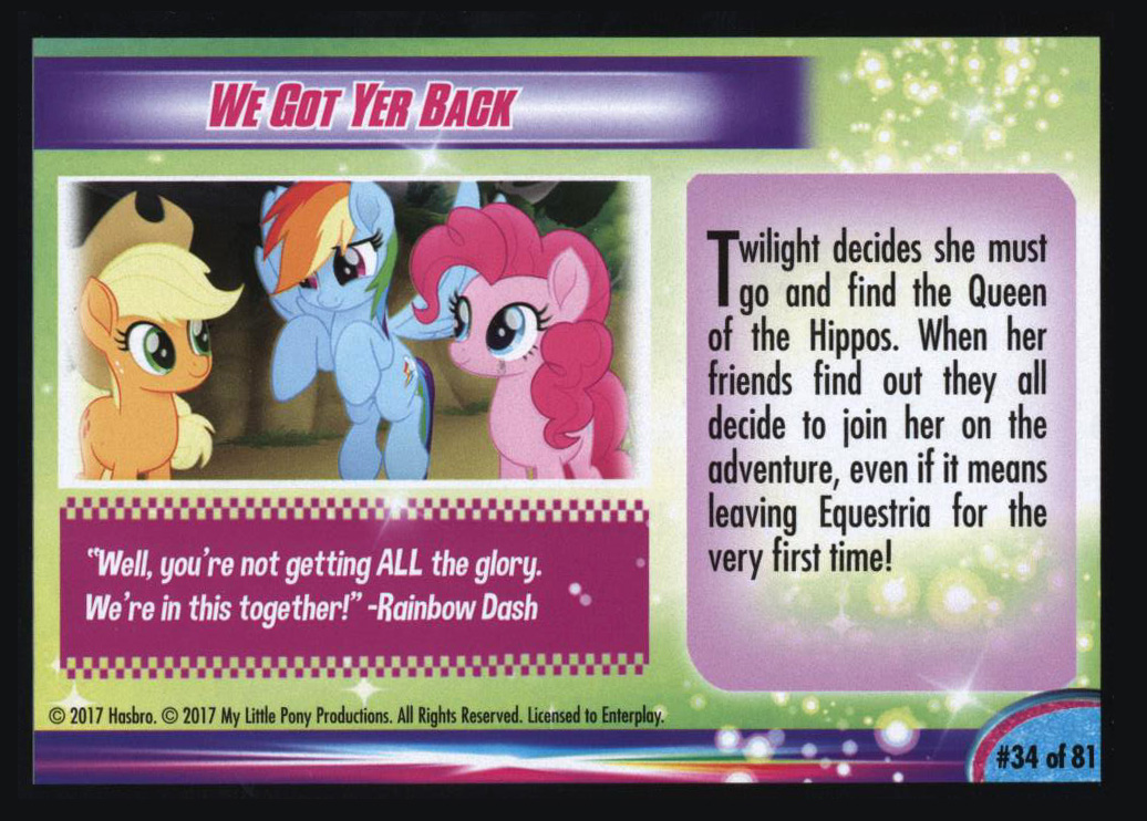 My Little Pony We Got Yer Back MLP the Movie Trading Card | MLP Merch