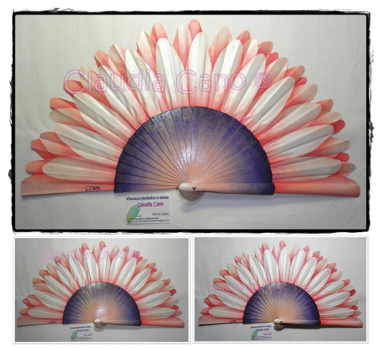 Abanicos pintados a mano por Claudia Cano: Abanico MEDIA FLOR color ...
