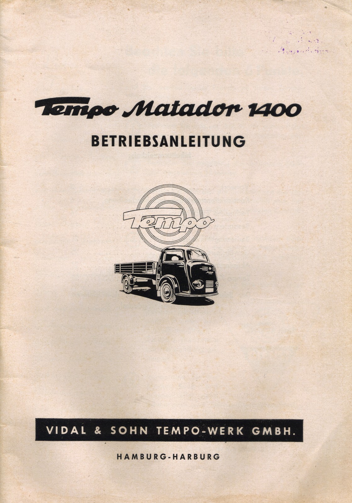 Project Tempo: Tempo Matador 1400 German owners manual