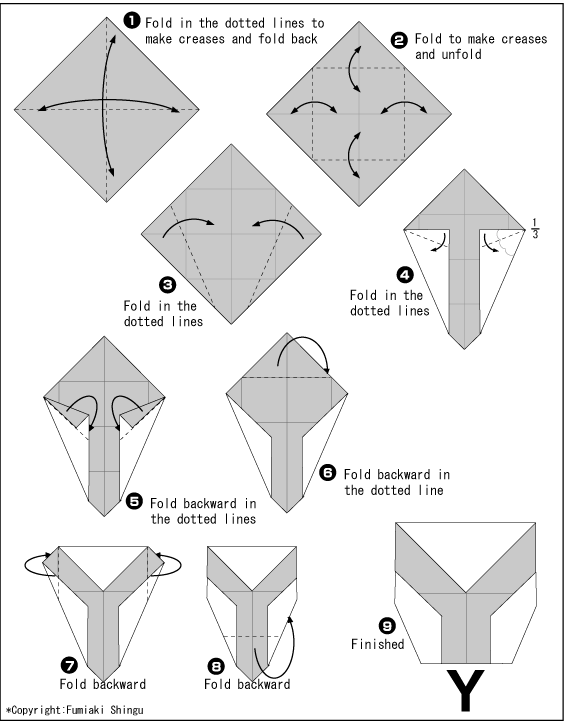 Alphabet Y - Easy Origami instructions For Kids