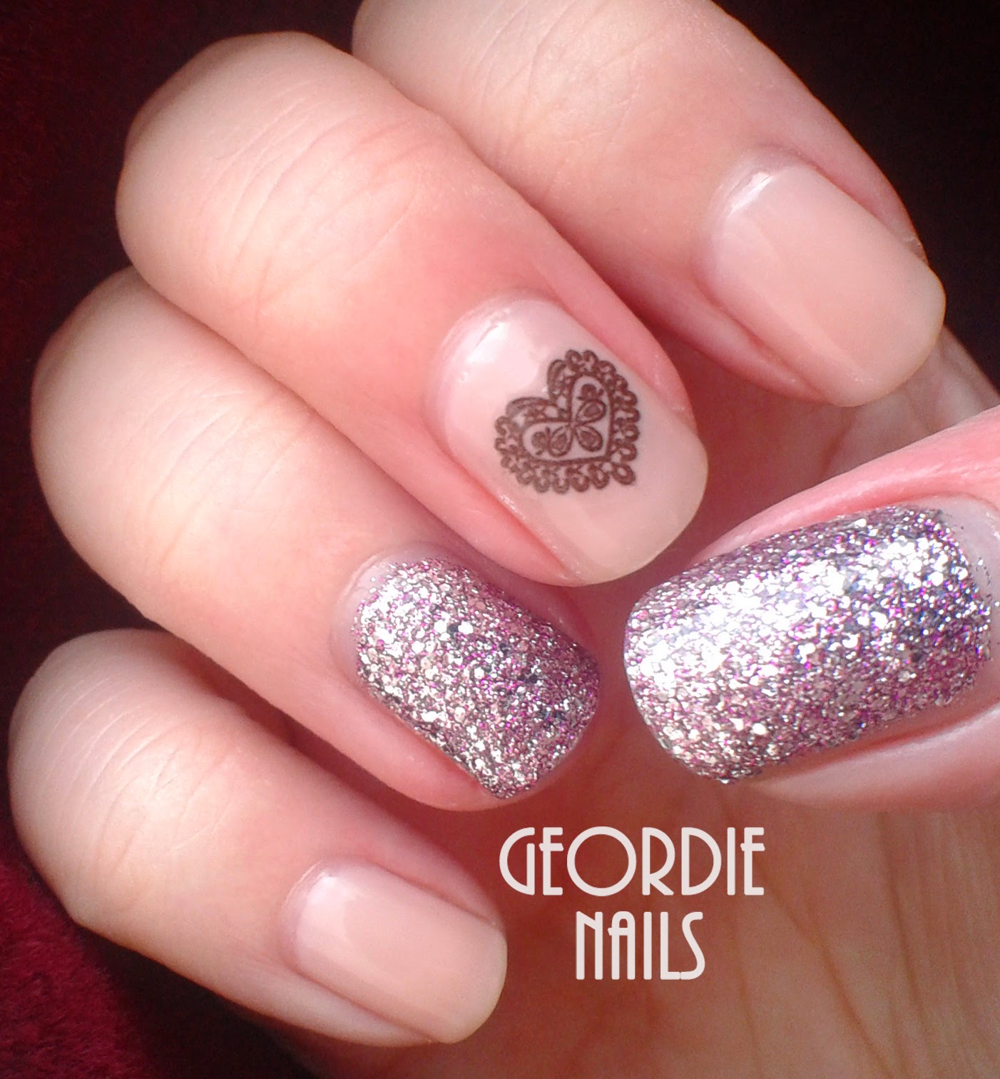 Geordie Nails: Heart & Sparkle Manicure