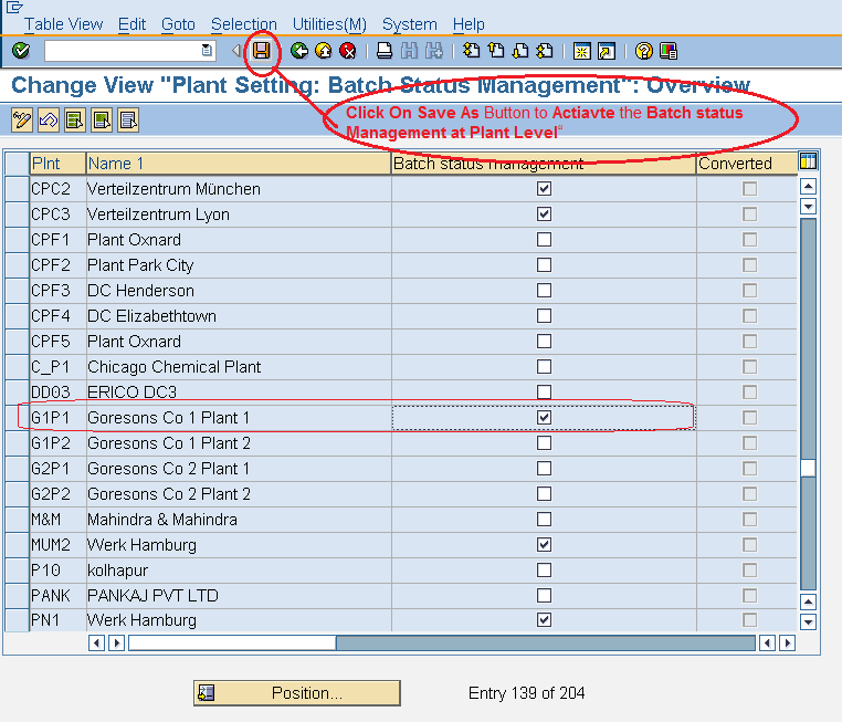 Batch Management : How to activate the Plants With Batch Status ...