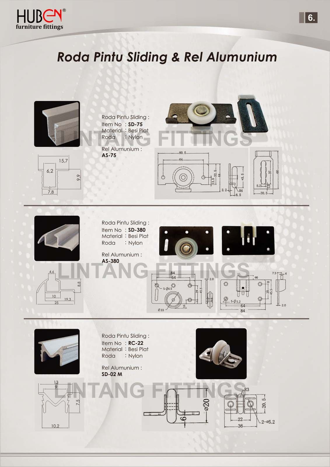 Roda Pintu Sliding Paduan Rel Aluminium - Lintang Fittings