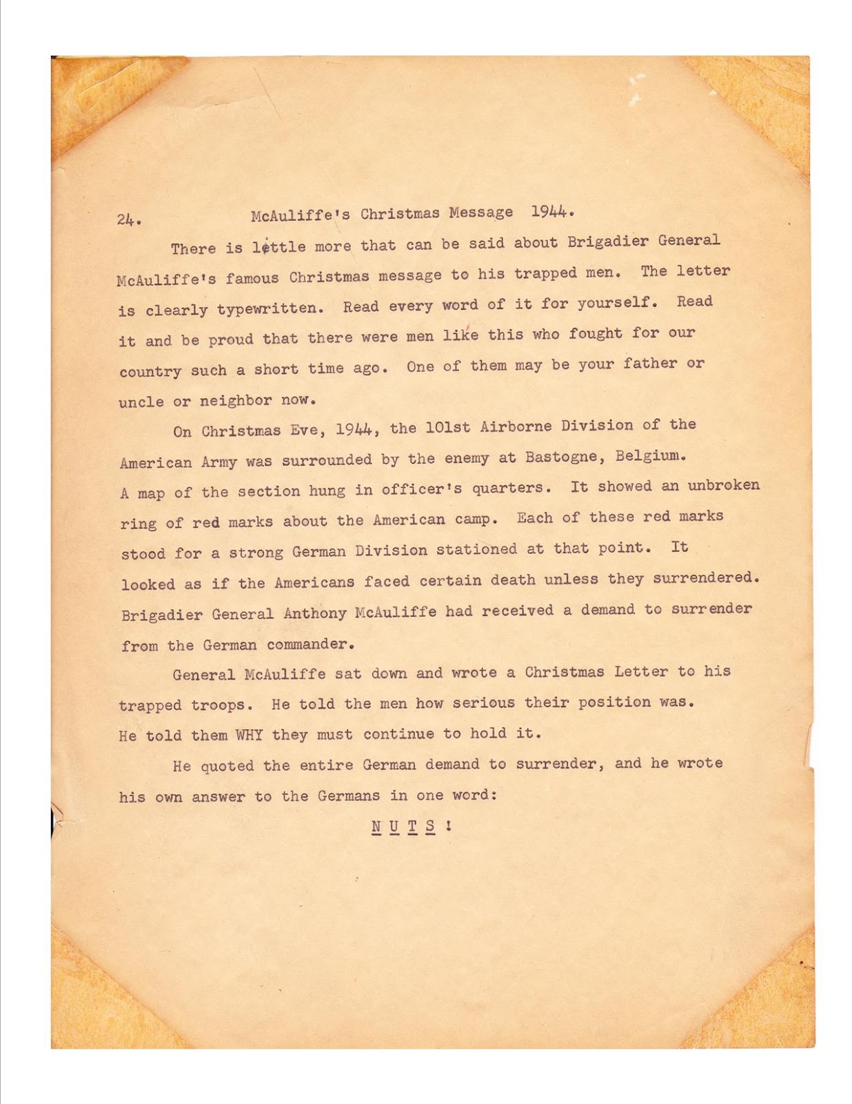 Hagaman Library WWII Veterans Discussion Group: Typewritten documents ...