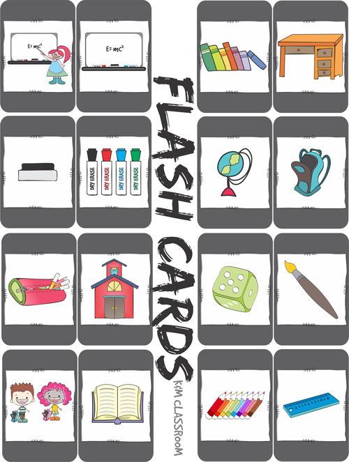 KM Classroom: Back to School - Flash Card and Word Card Games