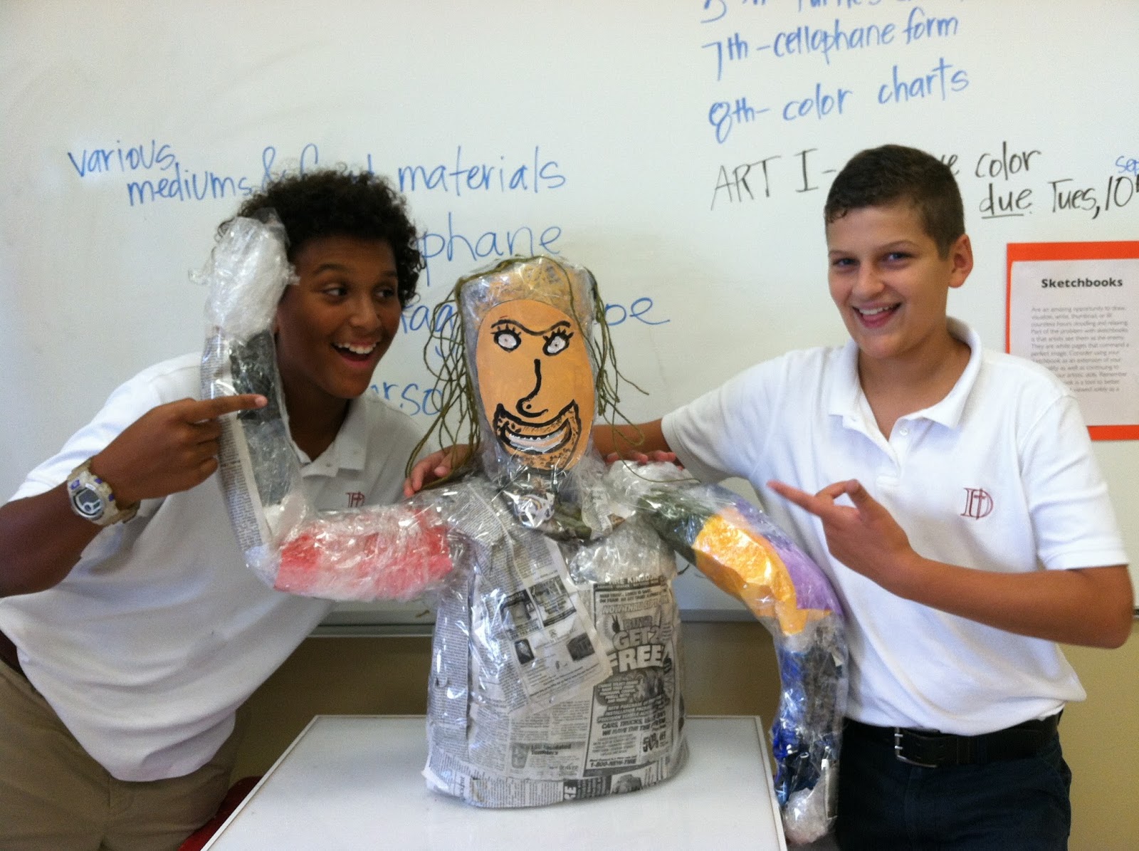 Dunham Middle School Art: Cellophane Human Form Sculptures