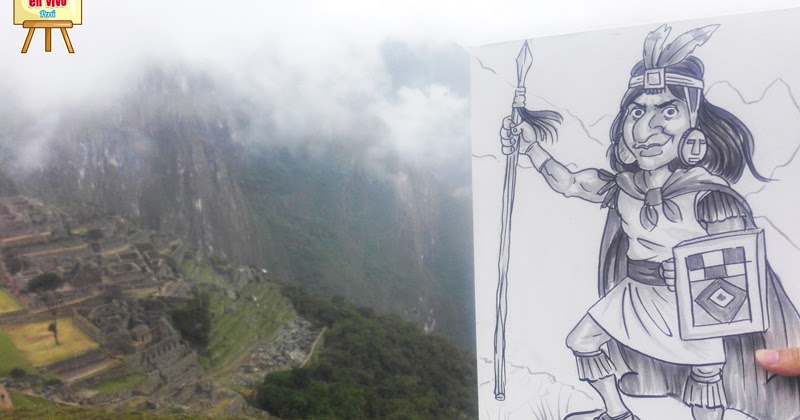CARICATURA EL INCA Y MACHU PICCHU