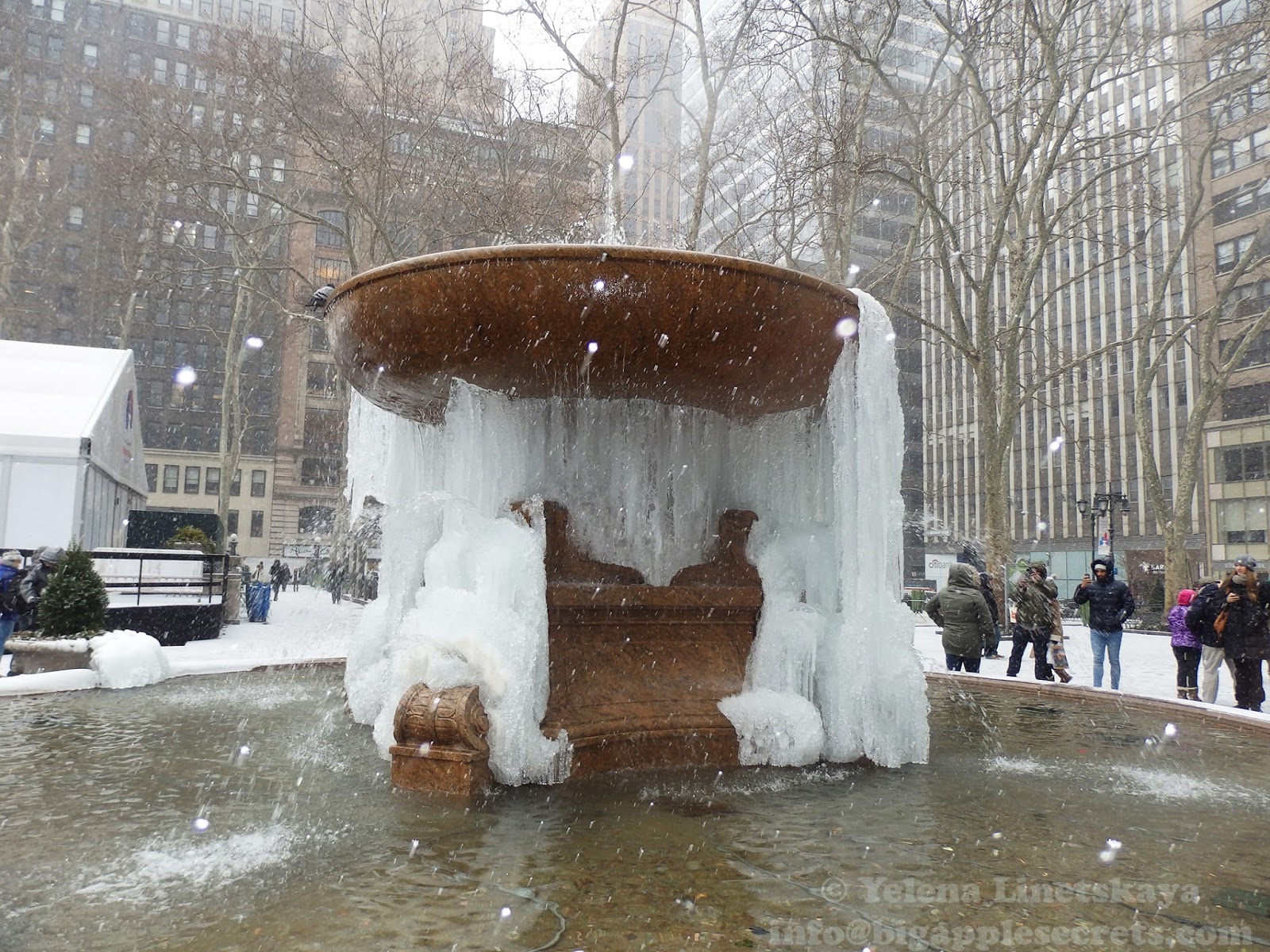 Big Apple Secrets: Bryant Park's Frozen Fountain
