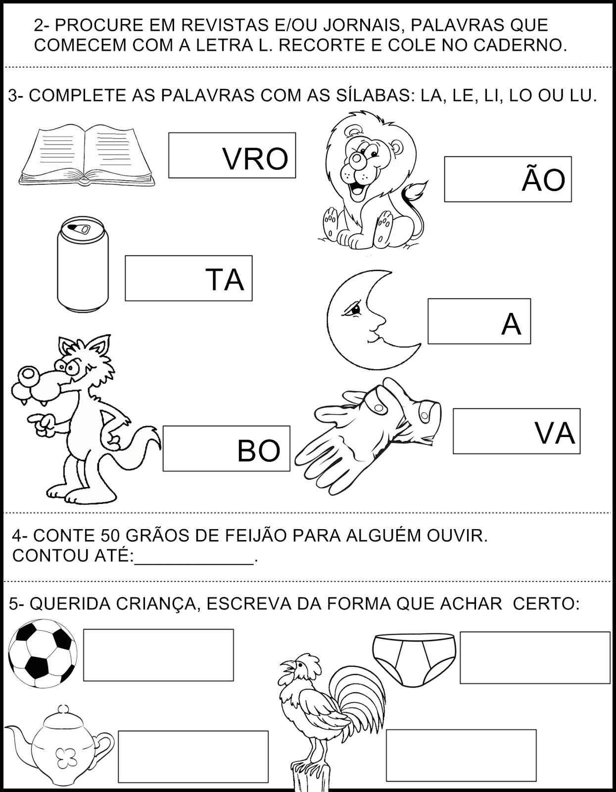 Atividades Sobre A Letra L - EDUCA