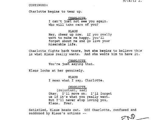 The Vampire Diaries Forever: Season 4 Charlotte-Klaus scene script.!