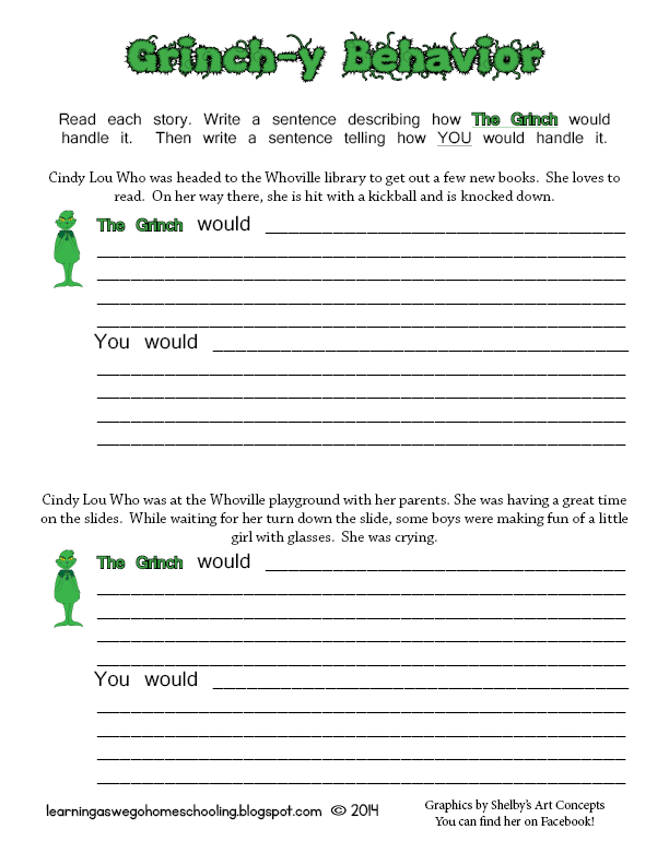 Learning As We Go: Grinch-y Behavior - Creative Writing Printable