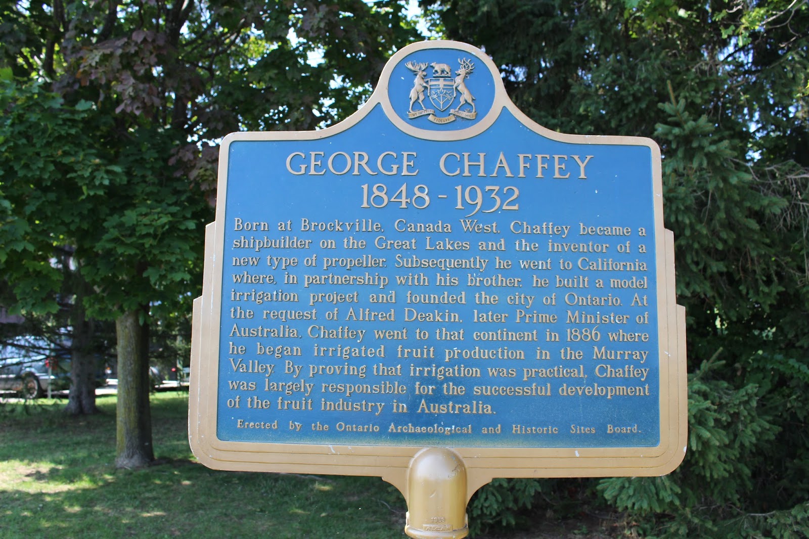 Memorials in Ottawa: George Chaffey Plaque