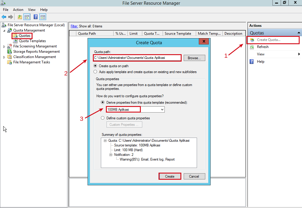 Konfigurasi Management Quota pada File Server Resource Management (FSRM ...
