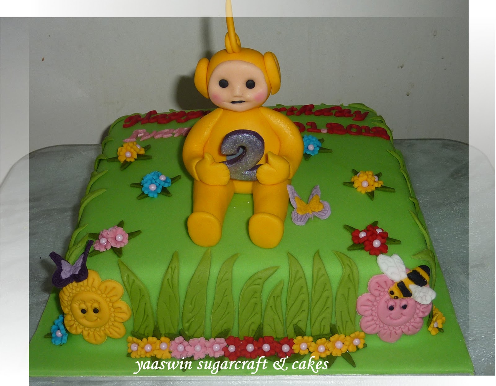 Yaaswin Sugarcraft & Cakes: Teletubbies ( La la ) Vanilla Cake