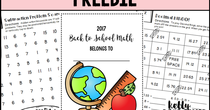 Kelly McCown: Back To School NO PREP Math Packet {FREEBIE} Updated
