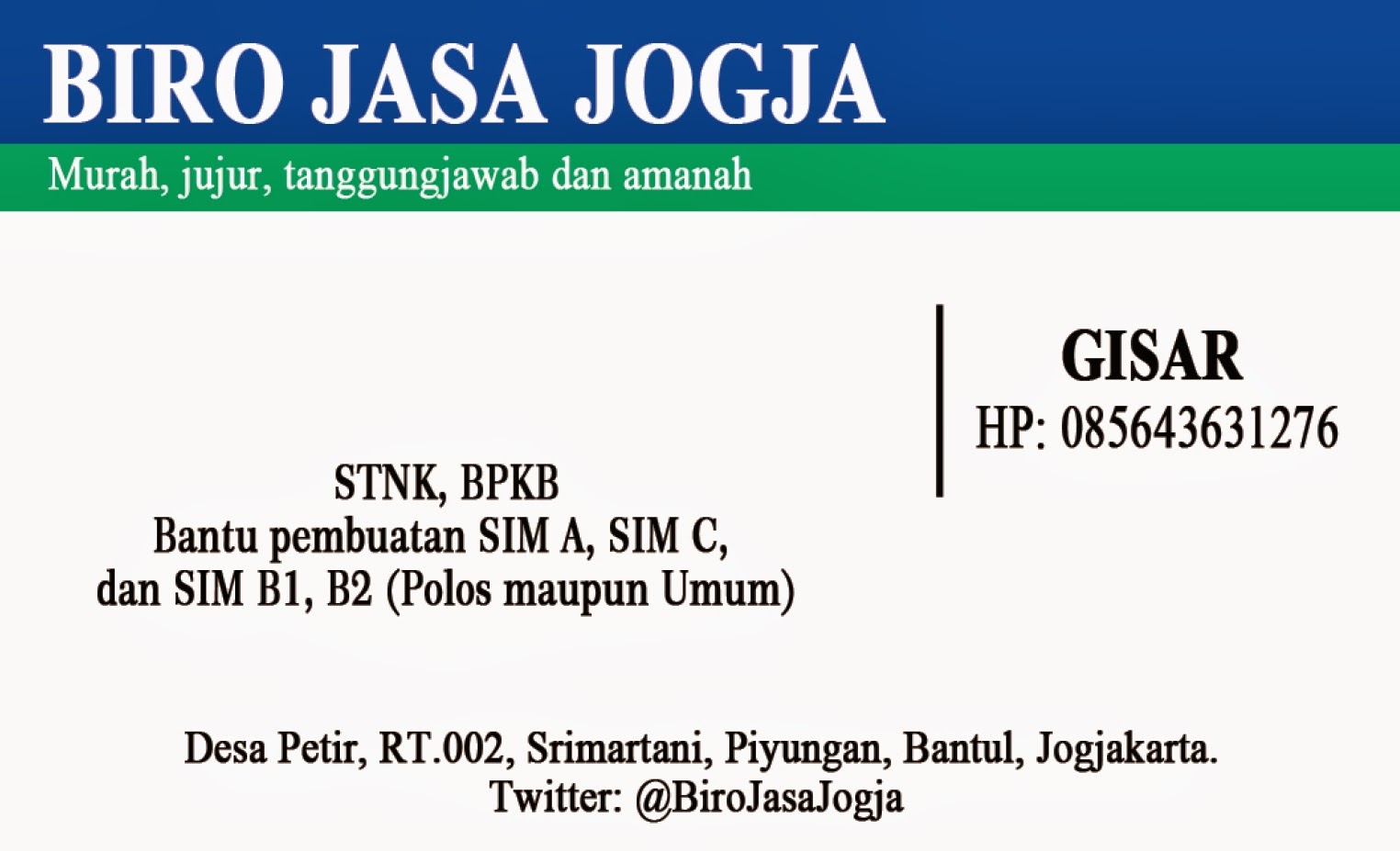 Biro Jasa Perpanjangan STNK dan Pembuatan SIM Yogyakarta.