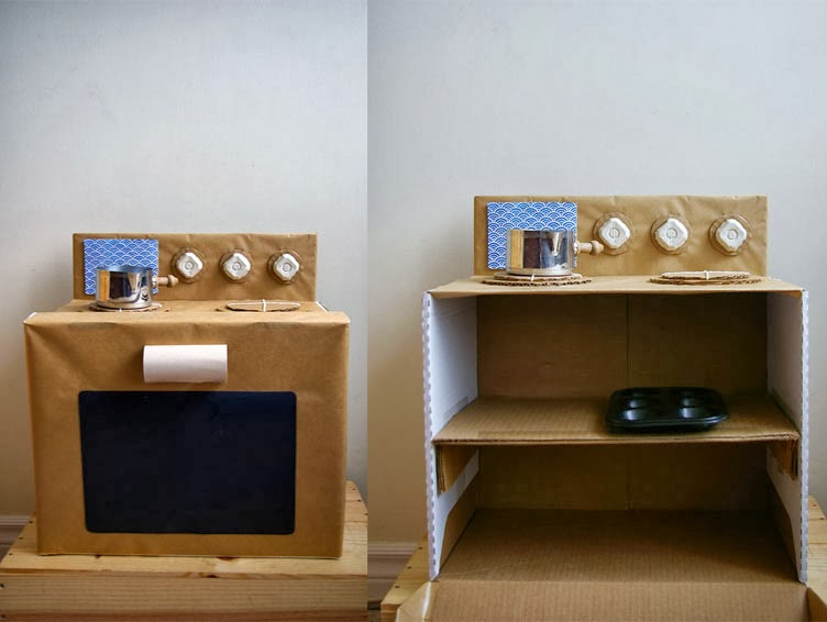 Snap + Tumble: cardboard play kitchen for Marcus
