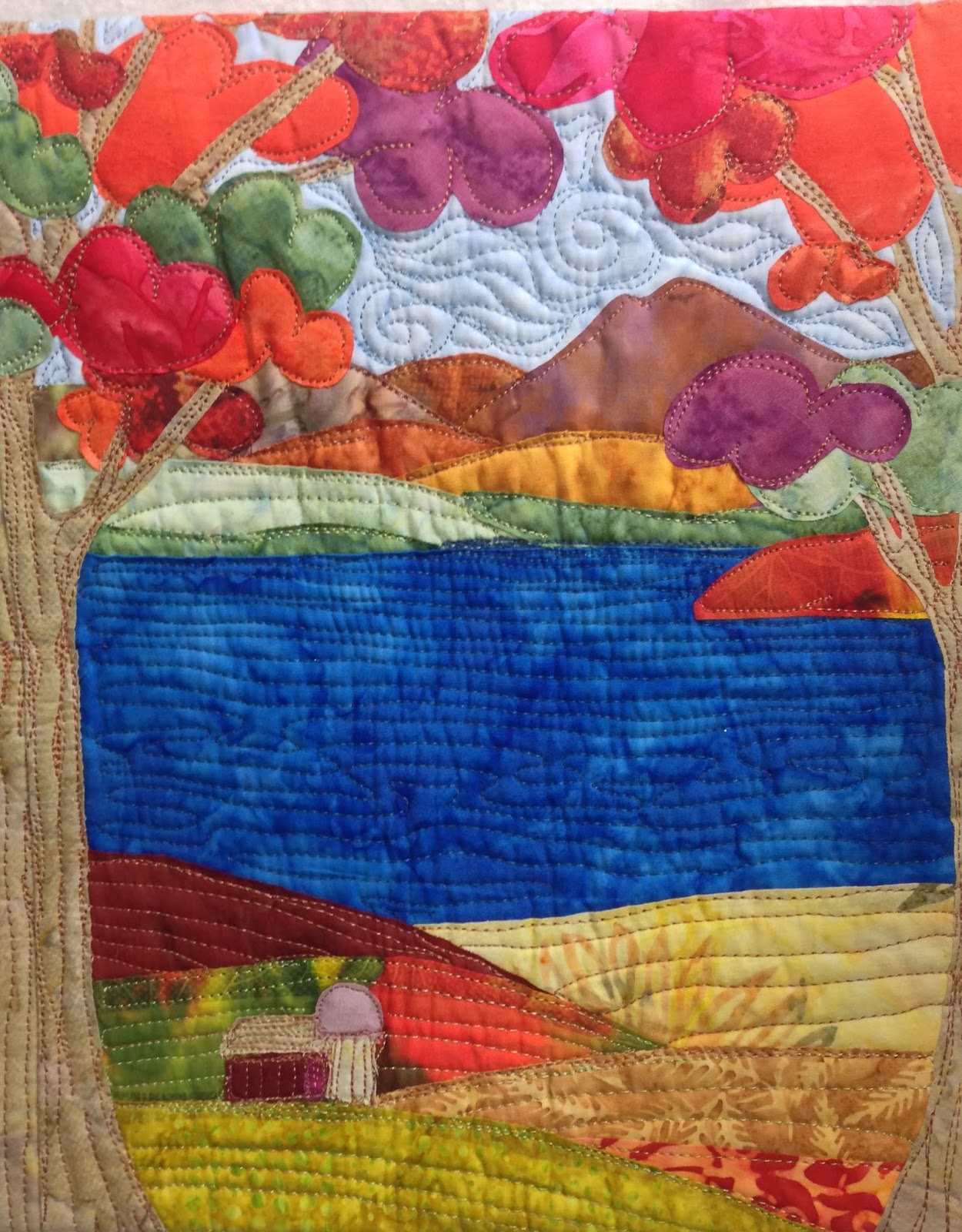 Quilted Fabric Art : Vermont Seasons Road Home Row Quilt and Giveaway
